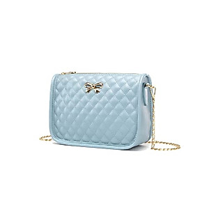 Small Crossbody Purses for Women and Teens - Cute Light Blue Shoulder Bags Quilted Leather - Womens Handbags Messenger Bag Mini Ladies Hobo Tote Bags