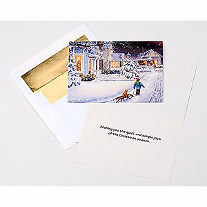 Christmas Night Christmas Cards - Box of 15 Cards & 16 Foil Lined Envelopes