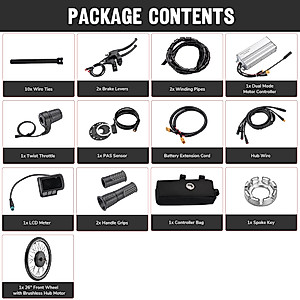 AW Electric Bike Conversion Kit 48V 1000W 26" Front Wheel Powerful Motor, Dual Mode Controller, W/LCD Display Twist Throttle PAS