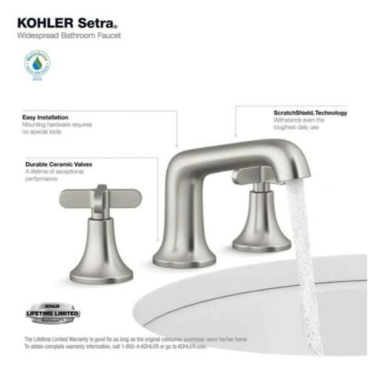 Kohler Setra 8 in. Widespread 2-Handle Bathroom Faucet in Vibrant Brushed Nickel| Premium Material