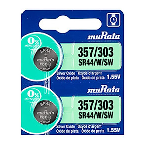 Murata 357/303 SR44/W/SW Battery 1.55V Silver Oxide Watch Button Cell - Replaces Sony 357/303 (2 Batteries)