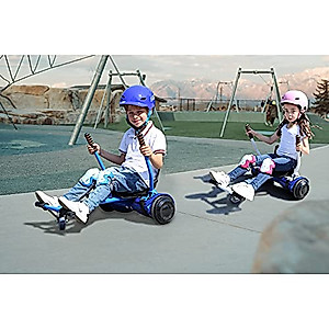 Hoverboard seat Attachment Go-Kart fits 6.5”/ 8”/ 10” hoverboards, Hover cart for Kids & Adults, Accessory for self Balancing Scooter (Blue)