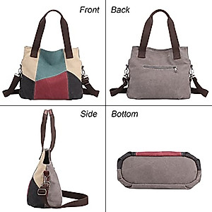 ArcEnCiel Canvas Hand Bags Purses For Women, Fashion Hobo Bag Multi-Color Splice Shoulder Crossbody Bags Handbags Tote Bag