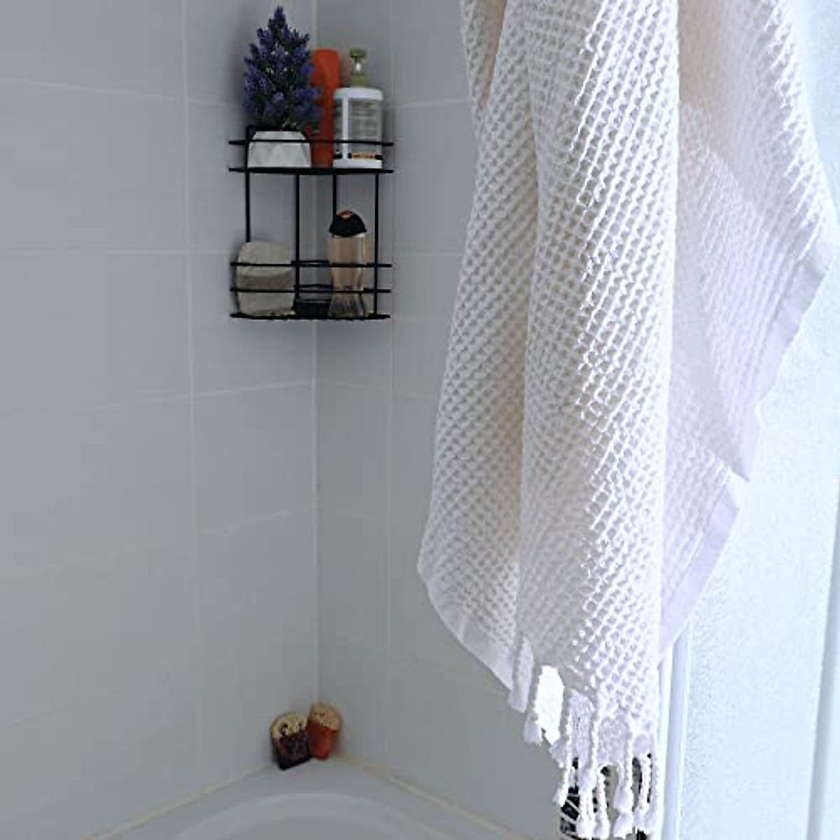 Püskül - Turkish Beach Towels Oversized Waffle - Softest 100% Turkish Cotton - 33x67 inch - White - Pack of 3 (3)