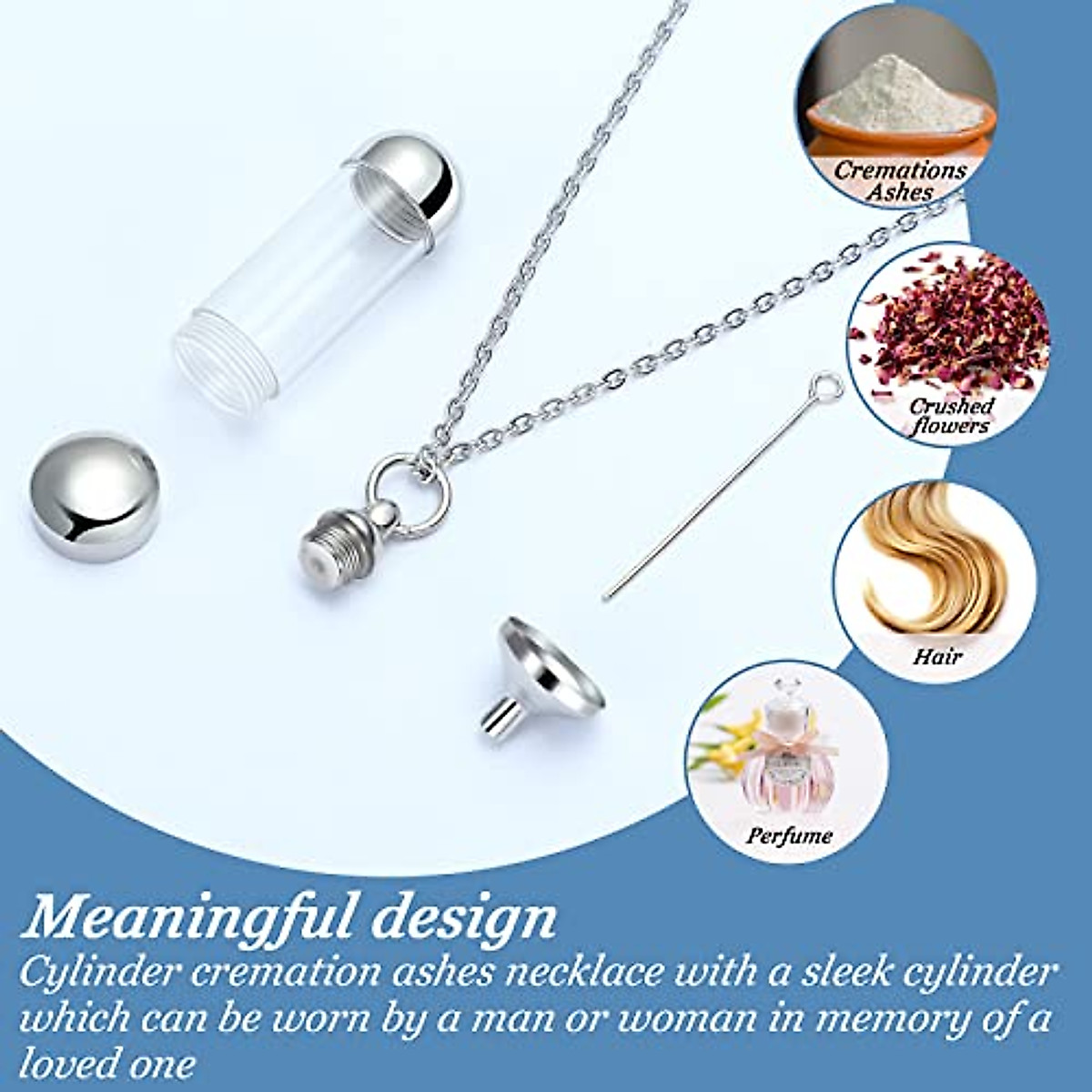 MTLEE Vial Necklace Glass Vial Pendant Stainless Steel Glass Container Necklace Openable Memorial Keepsake Cremation Ashes Holder (12 Pieces)