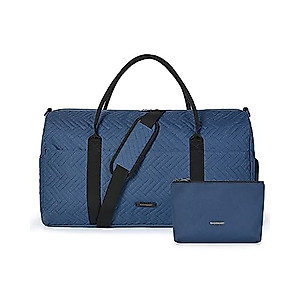 Travel Duffle Bag, BAGSMART 50L Large Carry On Bag Weekender Overnight Bag for Men Women with Cosmetic Bag & Shoes Compartment, Navy Blue