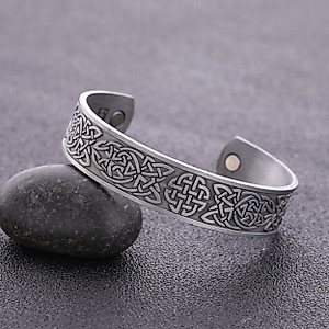 My Shape Classic Irish Celtic Knot Bracelet Antique Celtic Knot Cuff Bangle Irish Pattern Jewelry (Antique Silver)