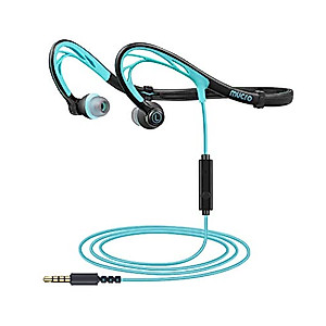 mucro Sports Headphones Wired Over Ear Behind The Neck Headphones Running Earphones Wrap Around in-Ear Stereo Earbuds with Microphone for Jogging Gym Workout