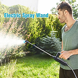 SideKing Battery Powered Sprayer Wand, 23.6inch Electric Sprayer Telescopic Watering Wand with 16.4FT Hose, Rechargeable and Portable Spray Wand for Gardening (3 Nozzles)