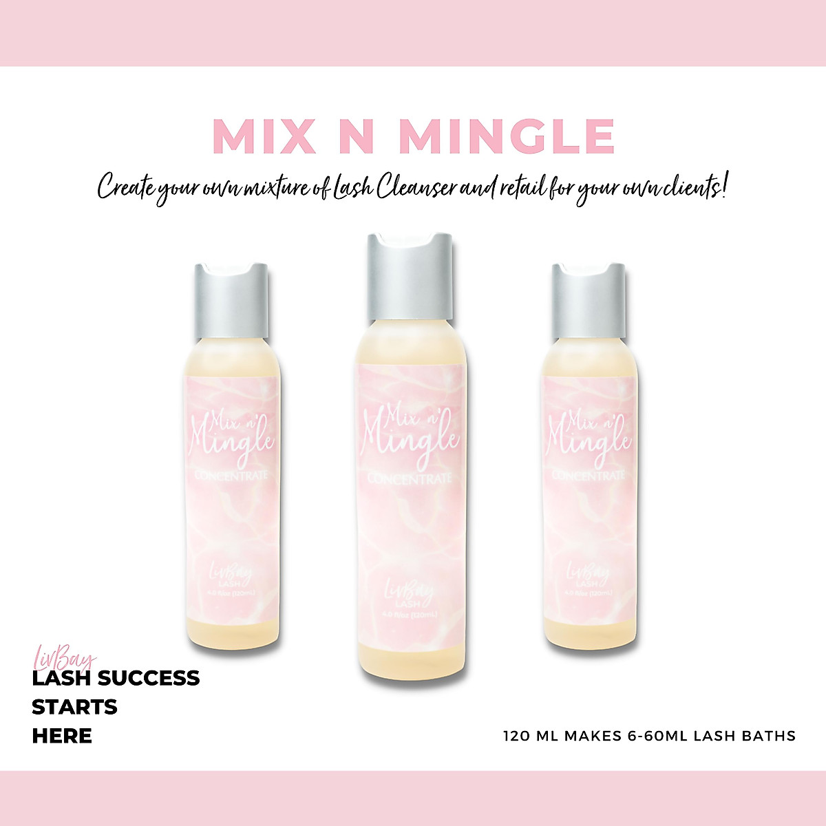 LIVBAY Mix N Mingle - Lash Extension Cleanser + Lash Wash Foam Shampoo for Eyelash Extensions for Home and Salon Use (Concentrate 120ml)