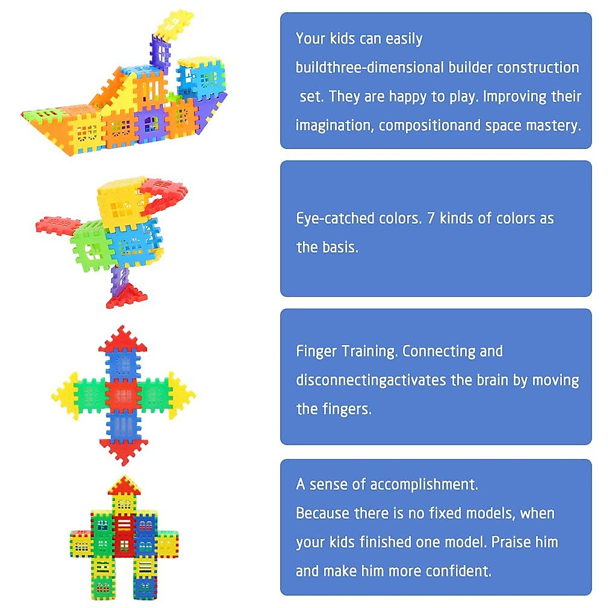 MICHLEY Toddler Toys Number Blocks Big Particle Plastic Smooth 100 PCS Building Blocks Splicing intersting Puzzle Play Toys for Kids 3+