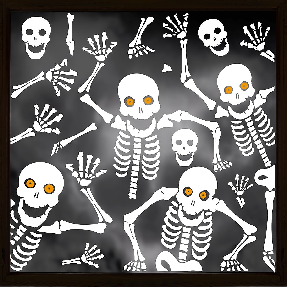 Horaldaily 100 PCS Halloween Window Cling Sticker, Skulls for Home Party Supplies Shop Window Glass Display Decoration
