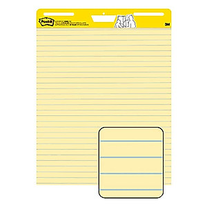 Post-it Super Sticky Easel Pad, 25 x 30 Inches, 30 Sheets/Pad, 1 Pad (561SS), Yellow Lined Premium Self Stick Flip Chart Paper, Super Sticking Power