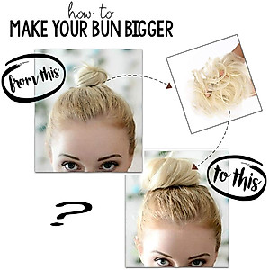 Lativ Messy Hair Bun Tousled Updo Scrunchies Extension With Elastic Rubber Band Accessories Pieces for Women Girls (Messy Bun, Bleach Blonde)