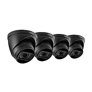 Lorex LNE9282BW-4PK 4K (8MP) Black Nocturnal Motorized Varifocal Smart IP Dome Security Camera, with Listen in Audio (4-Pack). Compatible with N881B, N882B and NR900X NVRs
