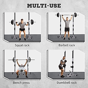 Soozier 2-Piece Pair Steel Height Adjustable Barbell Squat Rack and Bench Press 23" x 29.75" x 69.25"