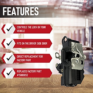 Door Latch Lock Actuator - Front Left Driver Side - Replaces 15880052, 207838846, 931-303 - Compatible with Chevy, GMC, Cadillac Vehicles - Tahoe, Silverado, Escalade, Sierra, Yukon - 2007, 2008, 2009