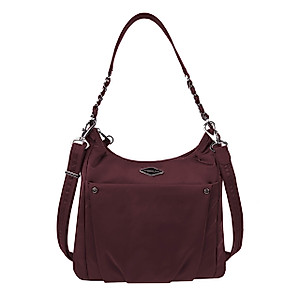 Travelon Hobo Crossbody Bag, Wine, 13 x 11 x 3