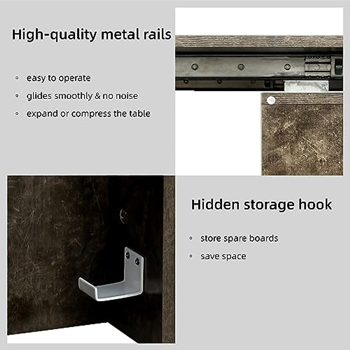 MOSAMNI Extendable Dining Table, Multifunctional Folding Console Tables, Modern Rectangular Wood Kitchen Table, Super Long Conference Meeting Table for Home Office Computer Table