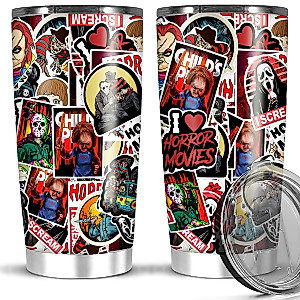 Stainless Steel Tumbler Vacuum 20 30 Oz Horror Gift Movies Event Mug Glass Friends Christmas Bottle Suitable With Hot Or Iced Coffee Tea Wine Water Frappe Cocktail