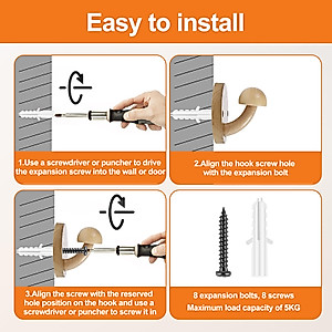 UKQRRTC 4Pcs Mushroom Wall Hooks Wood Wall Hanging Hooks Wall Mounted Towel Hooks Decorative Coat Hooks for Home Bathroom Cloakroom