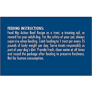 Zuke's Hip Action Dog Treats, Beef Recipe, Natural & Tender Dog Treats with Hip & Joint Support, Dog Treats for Adult Dogs 6 Ounce (Pack of 3)