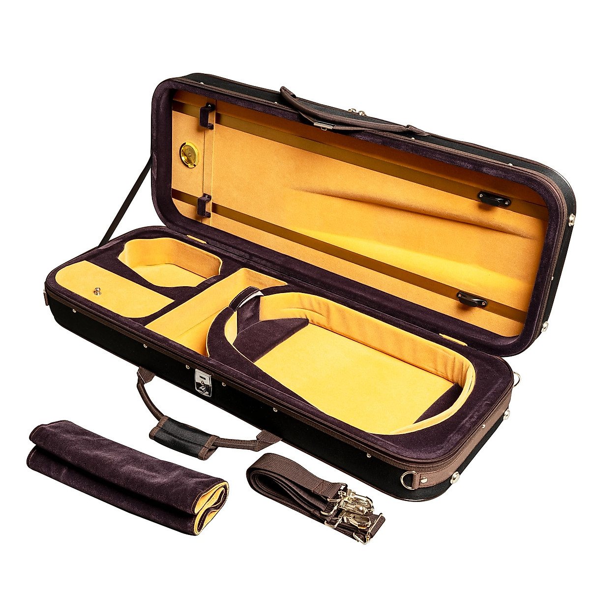 MI&VI AF-5003 Lightweight 4.5lb Hard Viola Travel Case With Reflective Safety Strips | Shoulder Straps | Hard-Shell | High-Density Foam - MIVI Music (15.5" to 16" inch)