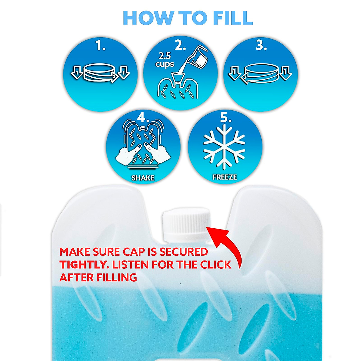 Kona Blue/Ice Ice Packs for Lunch Box - 2 lb Freezer Packs Compatible with Yeti Cooler Bags | Dry Ice Shock Pack, Long-Lasting Reusable Ice Packs for Lunch Bags (10" x 5.5" x 1.5" Pack of 4)