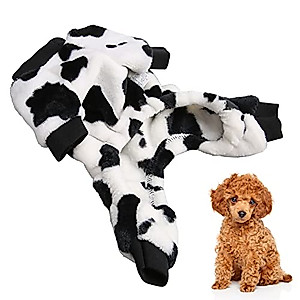 Winter Dog Pajamas Cute Milk Cow Polyester Cotton Dog Hoodie Plush Puppy Clothes Soft Pet Jumpsuit Winter Coat S