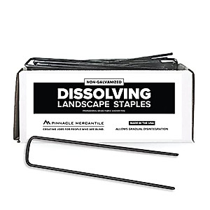 Pinnacle Mercantile USA Made 100 Pack Dissolving Garden Landscape Staples Weed Barrier Fabric Stakes 6 inch Pins Sod Staple 11 Gauge Steel