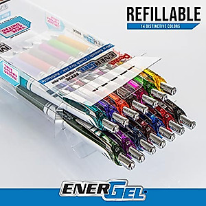 Pentel EnerGel RTX True Colors United (0.7mm) Medium Line, Assorted Ink, 14 Pack Box (BL77PC14MTCU)