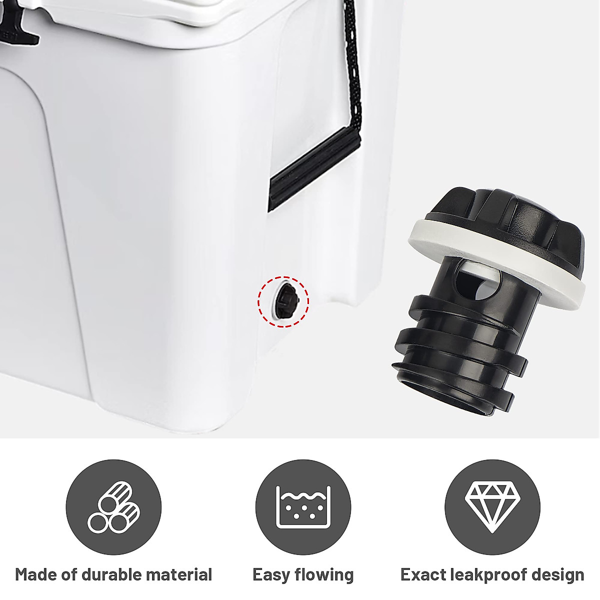 Cooler Drain Plug, 2 Pack Replacement, Compatible with Yeti Roadie, Tundra, and Tank Coolers and Fit for RTIC Coolers