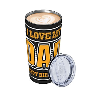 ayvcxui I Love My Dad Father's Day Stainless Steel Insulated Tumbler 20 Oz Water Bottle Coffee Mug Coffee Mug With Lid Straw Gifts