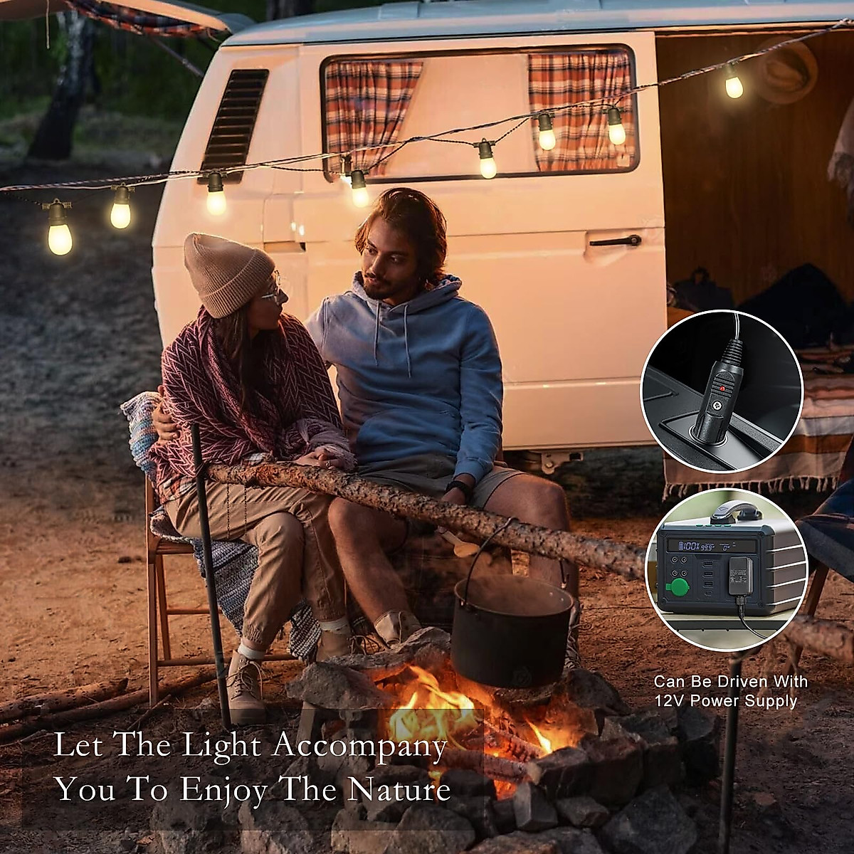 GANA Patio Lights, LED Outdoor String Lights 48FT, 2200K 12V Safe Voltage, 15 LED Shatterproof S14 Model Bulbs, IP65 Waterproof Commercial Grade Patio Lights, Decorative for Garden or Patio