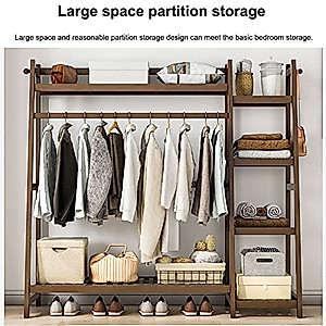 ZJDU Free Standing Closet Organizer, Portable Extra Large Garment Rack, Heavy Duty Clothe Closet Storage with Shelves,Storage Box Shelves,Bamboo Clothes Rack,130×42×140cm