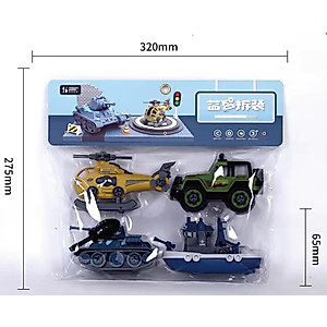 KAMINRUN Take Apart Truck Toys ，4 Pack Friction Powered Cars Construction Vehicles Toy Set Drilling Rig, Loader, Excavator, Road Roller for Year Old Boy Girl Kid Gift