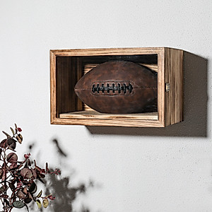 Freezing point Football Display Case Wall Mount Full Size Large Big Wooden Football Shadow Box Memorabilia Collectibles Holder Sports Ball Stand Storage Shelf Frame Boys Room Decor