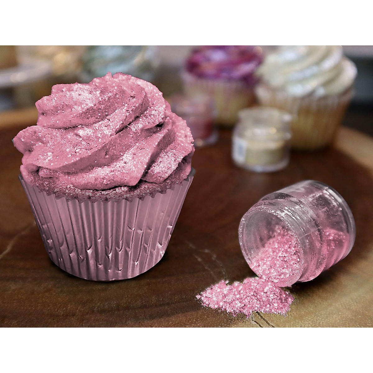 BAKELL Flower Passion Tinker Dust Edible Glitter, 5g Jar Color Set | Includes Our Beautiful Deep Pink, Deep Purple, Ivory & Leaf Green | Kosher Certified | 100% Edible Glitter