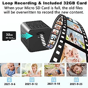 Femivo Mini Security Spy Camera Wireless WiFi Surveillance Camera for Home HD 1080P with Phone App Motion Detection IR Night Vision for Home Office Indoor with 32GB Micro SD Card