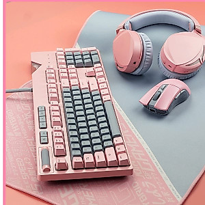 Feilx Gaming Keyboard and Mouse Combo, Pink Gaming Mechanical Keyboard Gaming Gaming Mouse Headset Mouse pad Keyboard and Mouse Set, Set (Color : Pink)