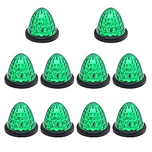 MoreChioce 10PCS LED Side Marker Light, Waterproof Trailer LED Clearance Marker Lights Universal Led Trailer Lights Warning Beacon Light for 12V 24V Car Truck RV,Green