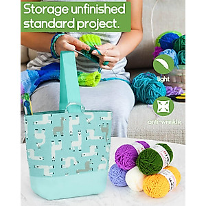 Katech Upgrade Knitting Tote Bag, Portable Knit Wrist Bag for Yarn Holding, Lightweight Travel Wrist Bag for Knitting Yarn Storage Bag Organizer Yarn Holder Bag on The Go Green