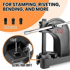 Arbor Press, 2 Ton Manual Arbor Press, Heavy Duty Arbor Press with 8.5 Inch Maximum Height, Cast Iron Body, Manual Desktop Punch Press Machine for Stamping, Bending, Stretching, Forming(Black)