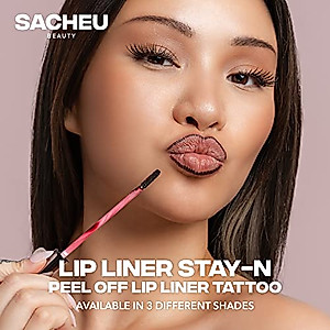 Sacheu Lip Liner Stay-N - Peel Off Lip Liner Tattoo, Peel Off Lip Stain, Long Lasting Lip Stain Peel Off, Infused with Hyaluronic Acid & Vitamin E, For All Skin Types - nOOHde Shade, Pack of 1