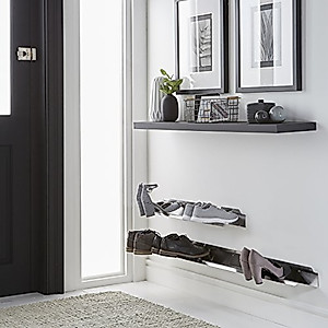 j-me Horizontal Shoe Rack Organizer Mounted Wall Storage Shelf - Shoe Holder Keeps Heels, Sneakers and Sandals Off The Floor (Steel - 48 Inches)