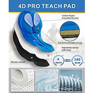 qualidyne Men's Cycling Pants 4D Padded Road Bike Bicycle Tights Outdoor Biking Long Leggings Black