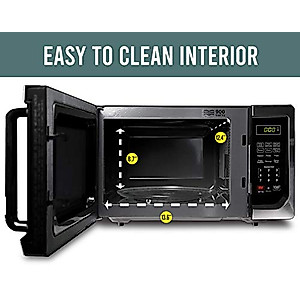 Farberware Countertop Microwave 900 Watts, 0.9 cu ft - Microwave Oven With LED Lighting and Child Lock - Perfect for Apartments and Dorms - Easy Clean Brushed Stainless Steel