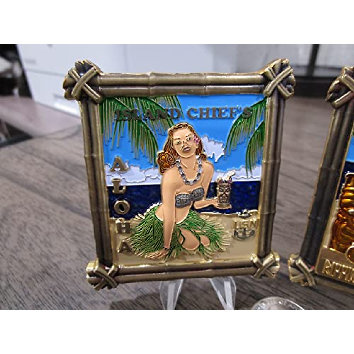 Navy Island Chief Tiki Hut Bar Hawaiian CPO USN Pin Up Girl Challenge Coin