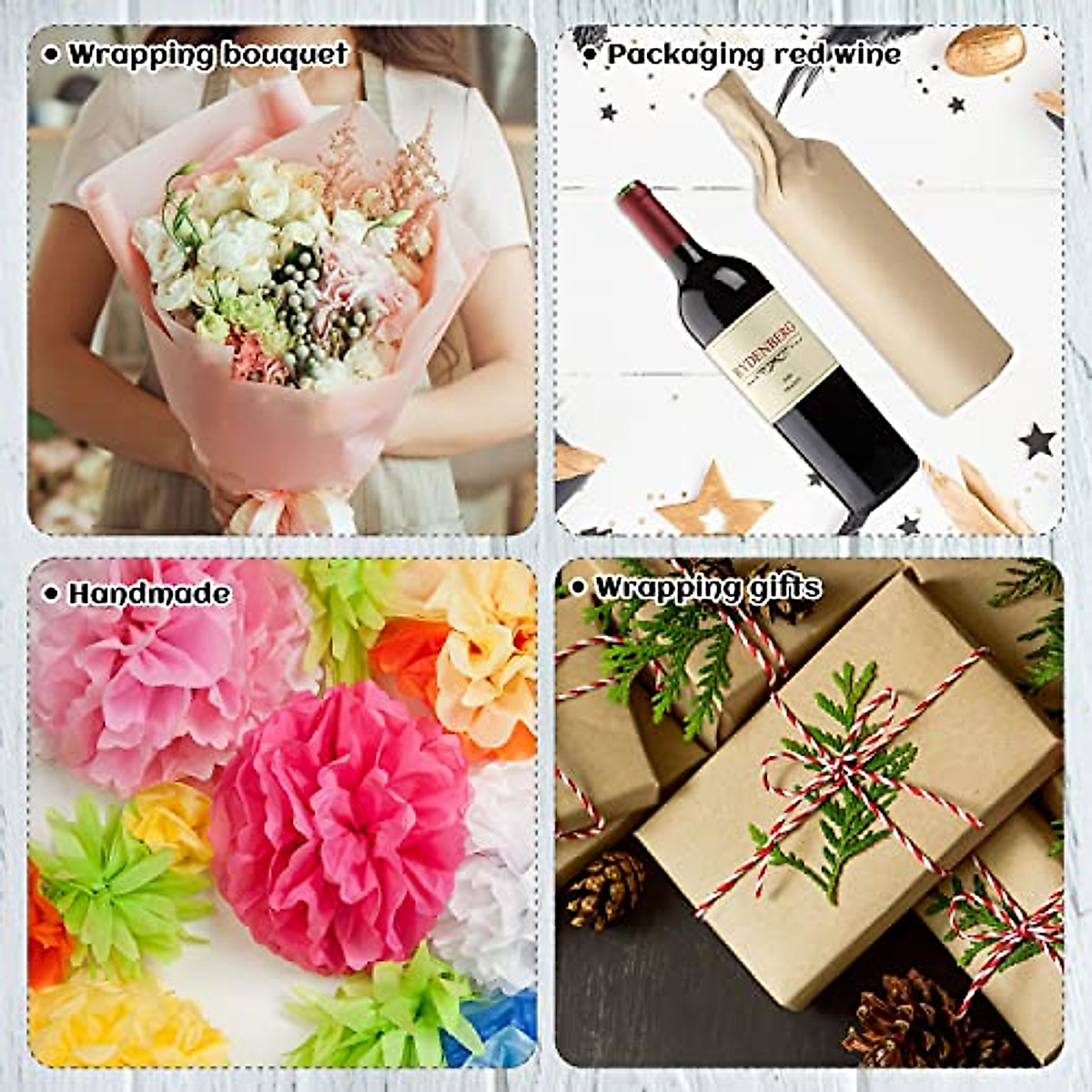 NEBURORA 120 Sheets Kraft Tissue Paper 14 x 20 Inches Brown Wrapping Tissue Paper Bulk Kraft Wrap Paper Sheets for Gift Bags Packaging Floral Filler Crafts Birthday Christmas Halloween Decor(Kraft)