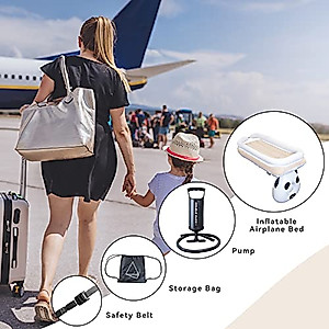 Inflatable Toddler Travel Bed for Airplane, Car Kids Air Mattress with Pump, Portable Baby Bed with Sides and Belt, Infant Blow Up Mattress for Train, Kids Airplane Travel Essentials, Free Hands